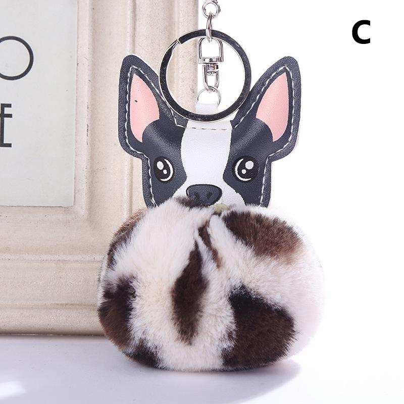 Buy Cute Pendant Pompon Keychain Rabbit Fur Ball Furry PU Soft Key Ring ...