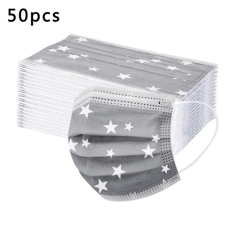 Buy 50pcs Five-pointed Star Printing Spunlace Cloth Disposable Mask ...