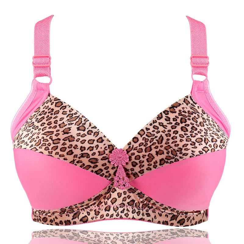 Frauen Plus Größe Bh Leopard Print Draht Frei Bh Push Up Körperbetonten