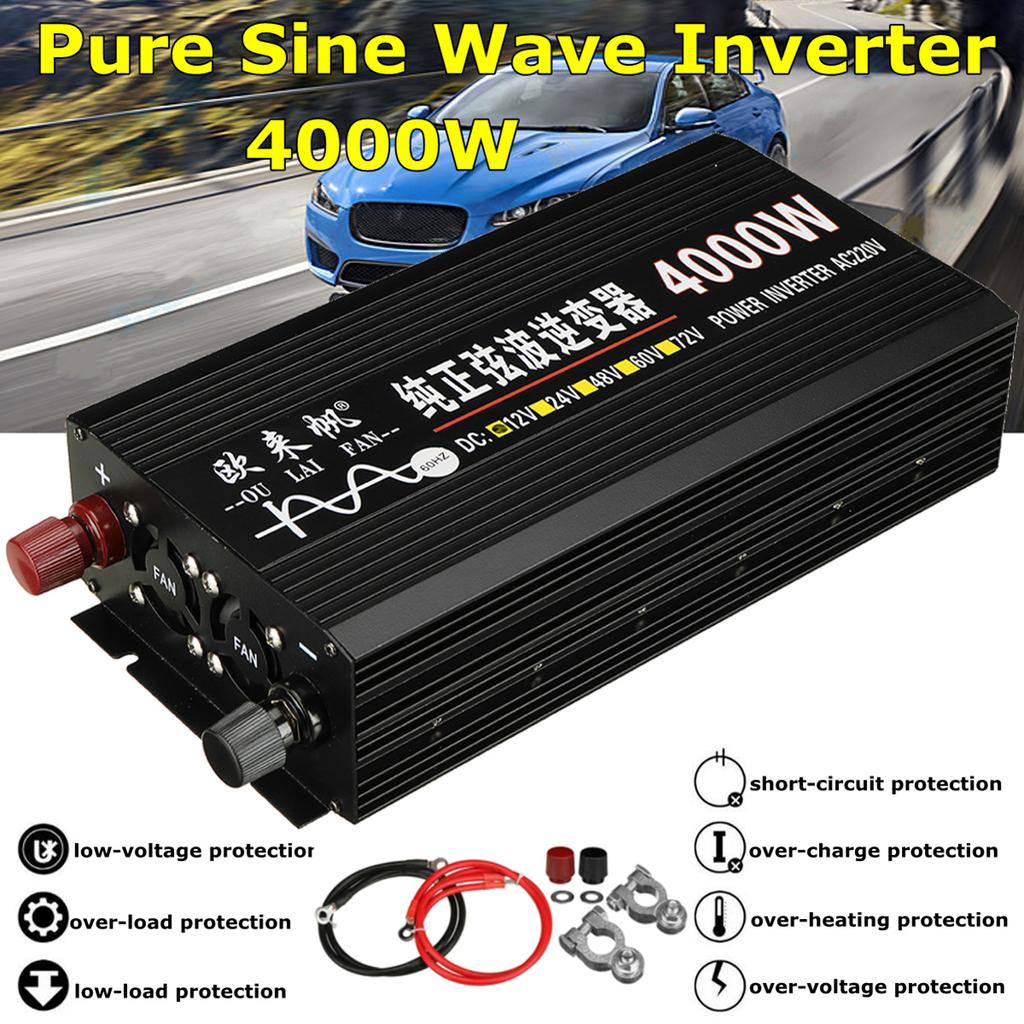 2000/3000/4000W Car Solar Inverter 12V to 220V Pure Sine Wave Inverter ...
