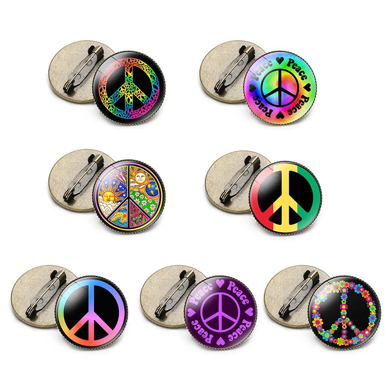 Buy Arrival Peace Sign Collar Pin Brooch Round Peace Sign Pin Button ...