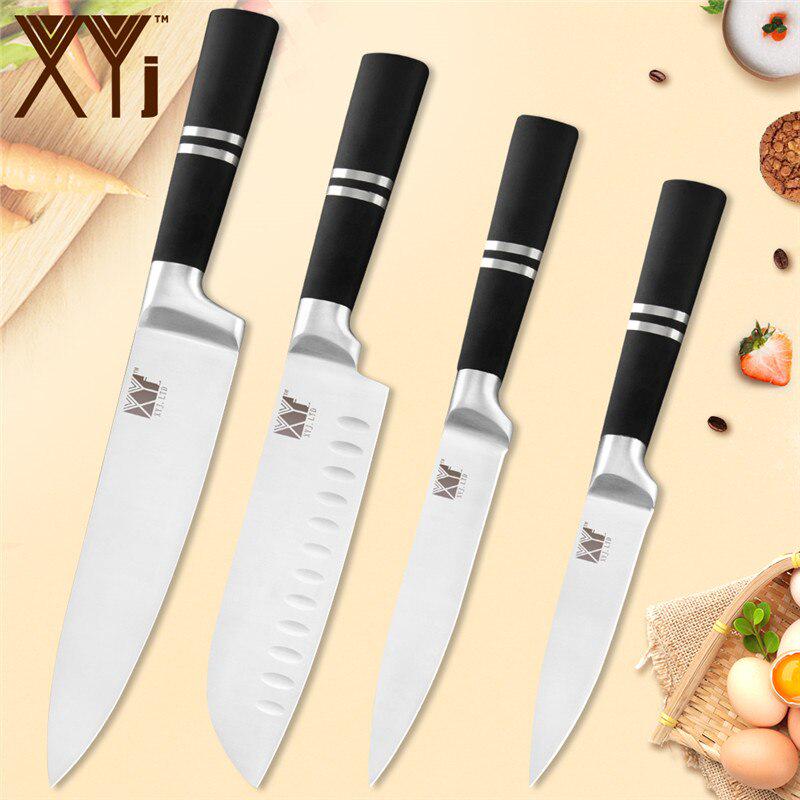 Buy XYj 4pcs Kitchen Knife Stainless Steel Blade Chef Santoku Utility ...