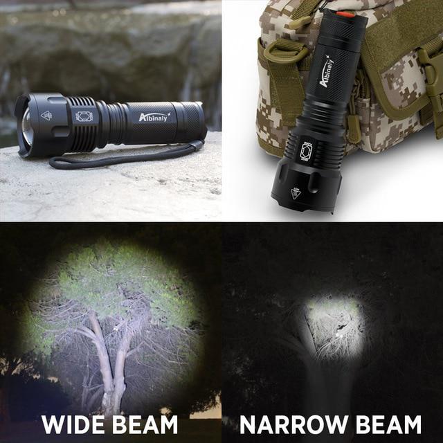 Buy Albinaly Powerful LED Flashlight CREE XML-T6 Lumens 10000 Zoomable Waterproof Torch for ...
