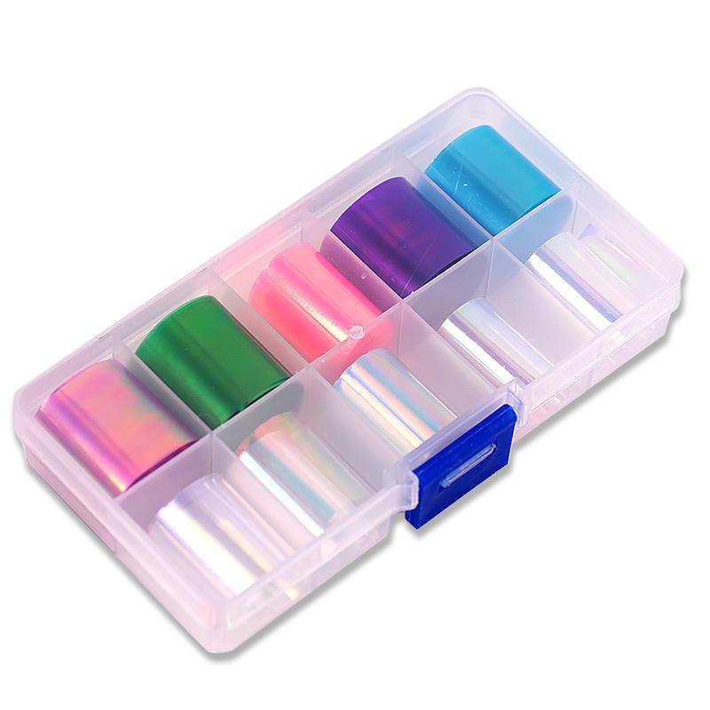 Buy 10 Rolls Colorful Aurora Stickers Broken Glass Stickers Mirror Nail ...