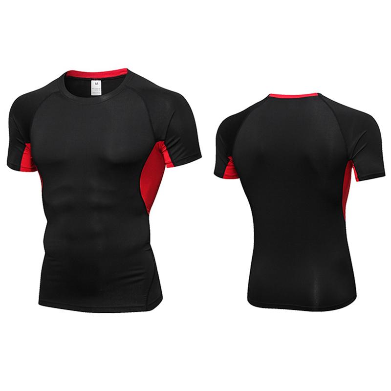 Men Two Color Stiching Short Sleeve T Shirt Quick Dry Running Tops Gym ...