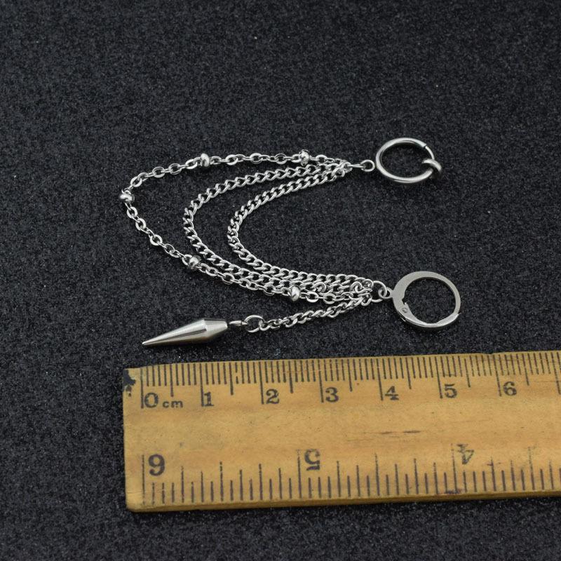 Cheap Vintage Men Stainless Steel Earrings Clip Cross Tassel Chain Ear ...