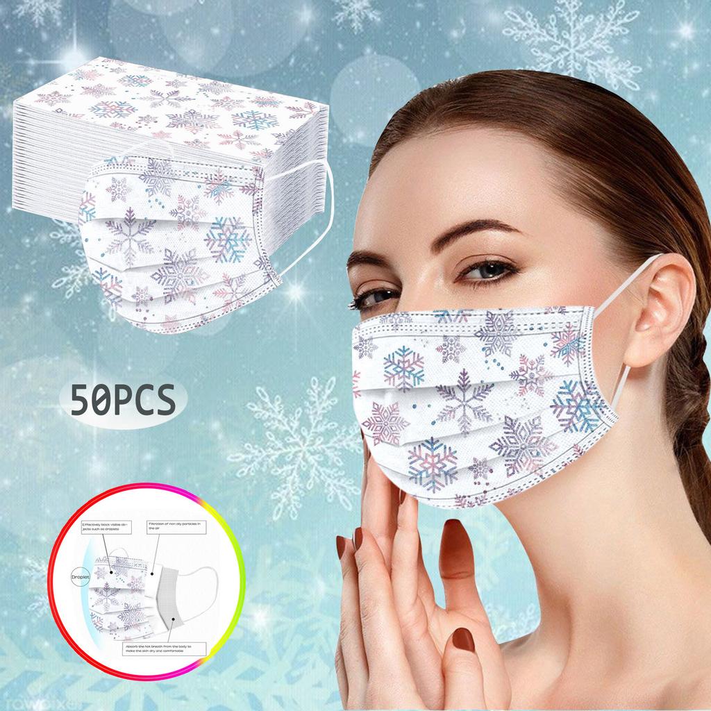 Buy [OD] 50PC Adult Plaid Snow Printed Three-Layer Dust-Proof ...