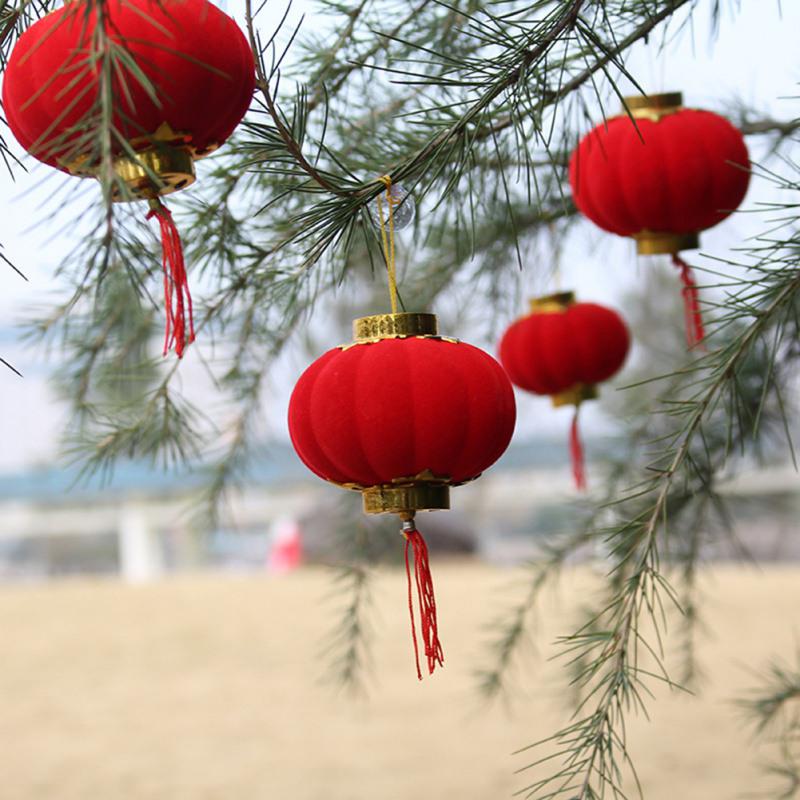 Buy 16pcs/set Chinese New Year Lantern Festive Red Lantern Flocking ...