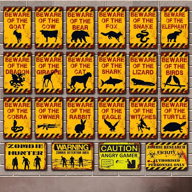 [ Kelly66 ] Beware Smake Shark Hunter Eaqle Vintage Metal Sign Tin ...