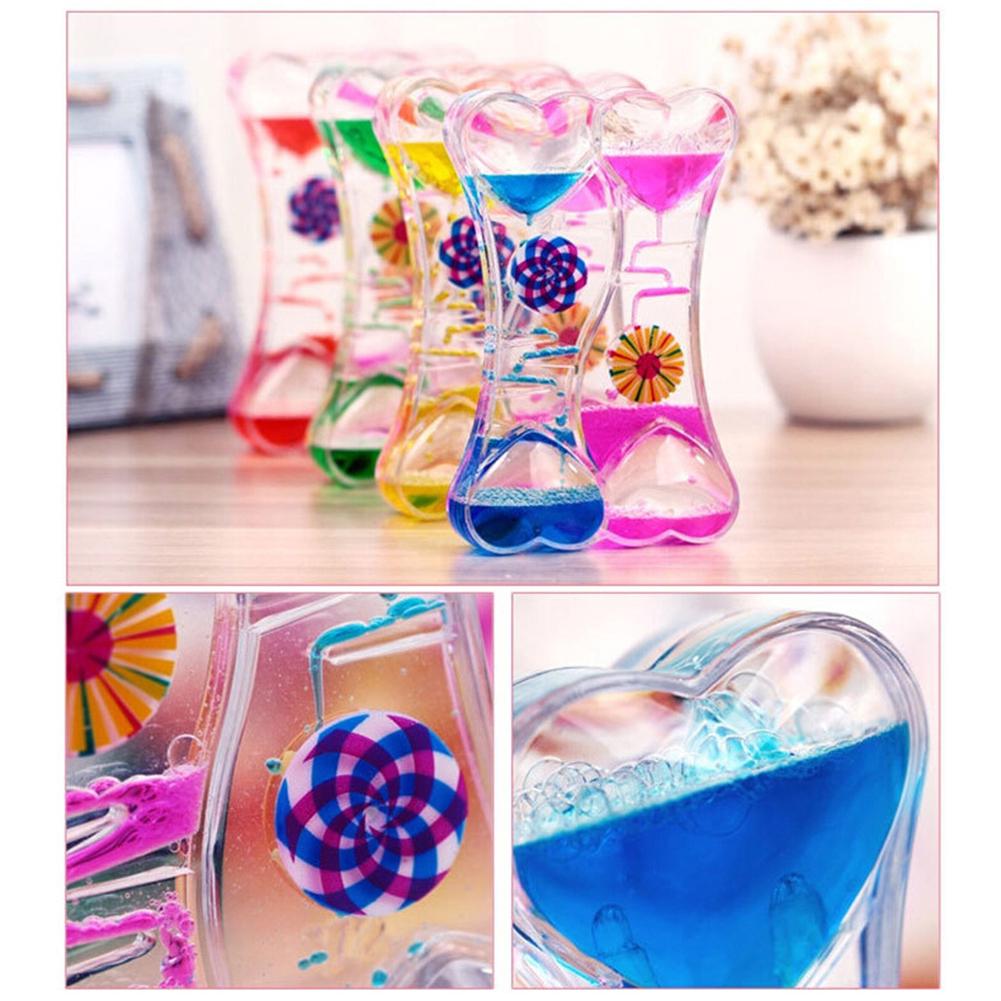 Buy Double Heart Liquid Motion Bubble Drip Oil Hourglass Timer Clock ...