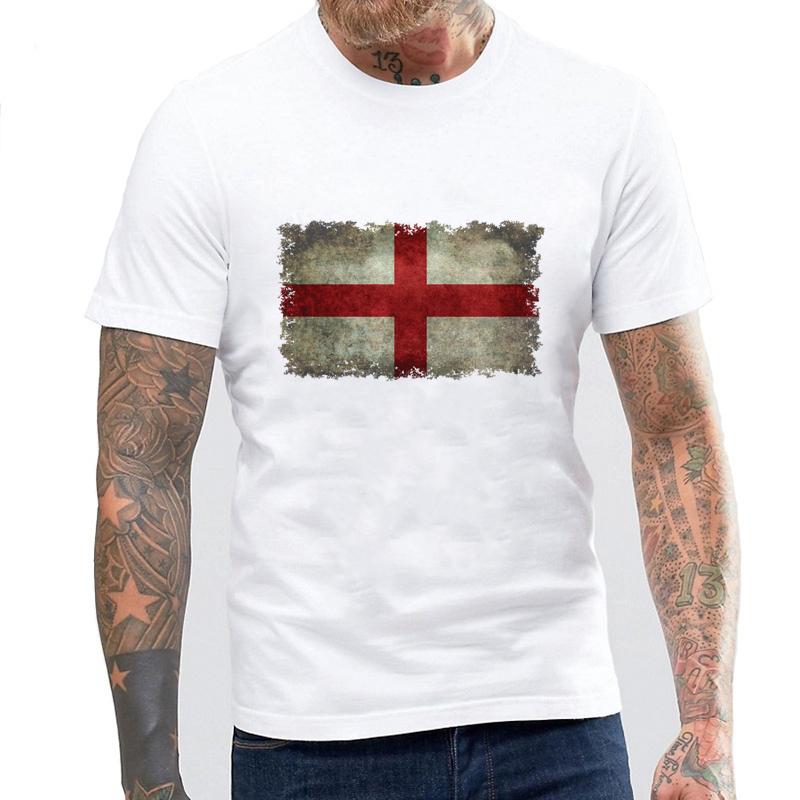 Buy Men White Top Vintage English St Georges Cross Flag T Shirt at ...