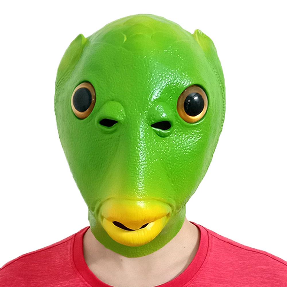 Buy Unisex Adult Green Fish Head Mask Headgear Enamel Funny Cosplay ...