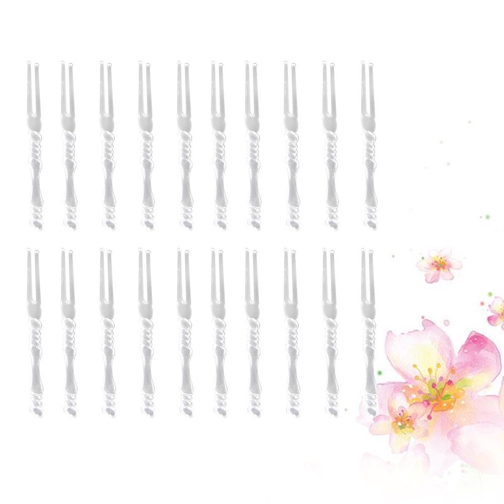 Buy 200PCS Plastic Fruit Forks Disposable Simple 2 Pong Forks Tasting ...