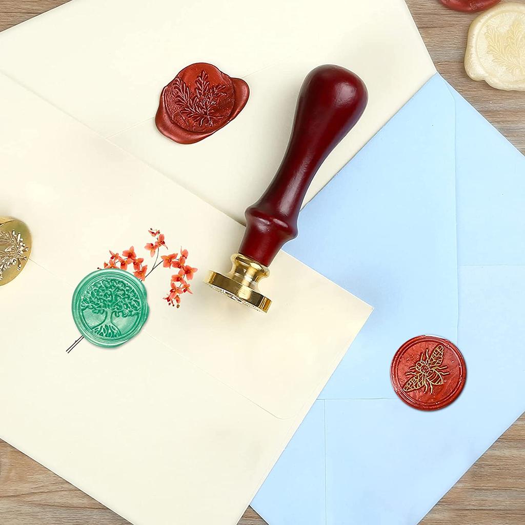 Seal stamp set 6 pieces wax stamp seal rose with engraving flower ...