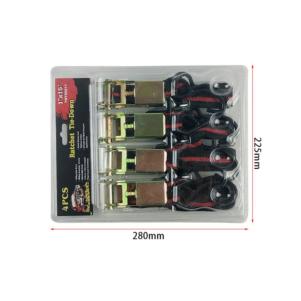 4PCS 2 Color Ratchet Straps Set Tie Down Heavy Duty Cargo Luggage Claw ...