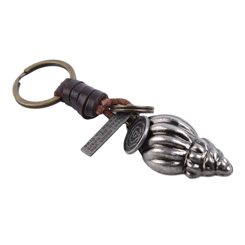 Buy Hand-woven Leather Conch Keychain Ring Holder Keyring Bag Pendant ...
