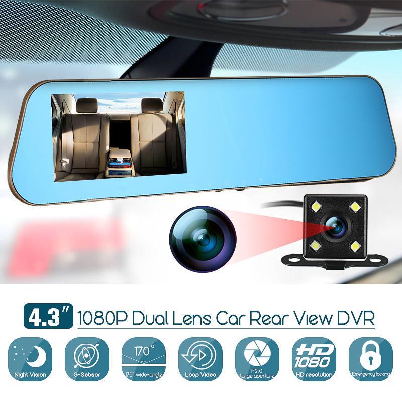 Buy 4.3"HD 1080P 170° Dual Lens Car Rear View DVR Reversing Auto Backup ...