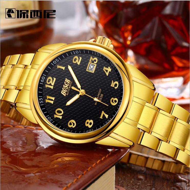 Buy Men's Gold Automatic Mechanical Calendar Hollow Waterproof Gift ...