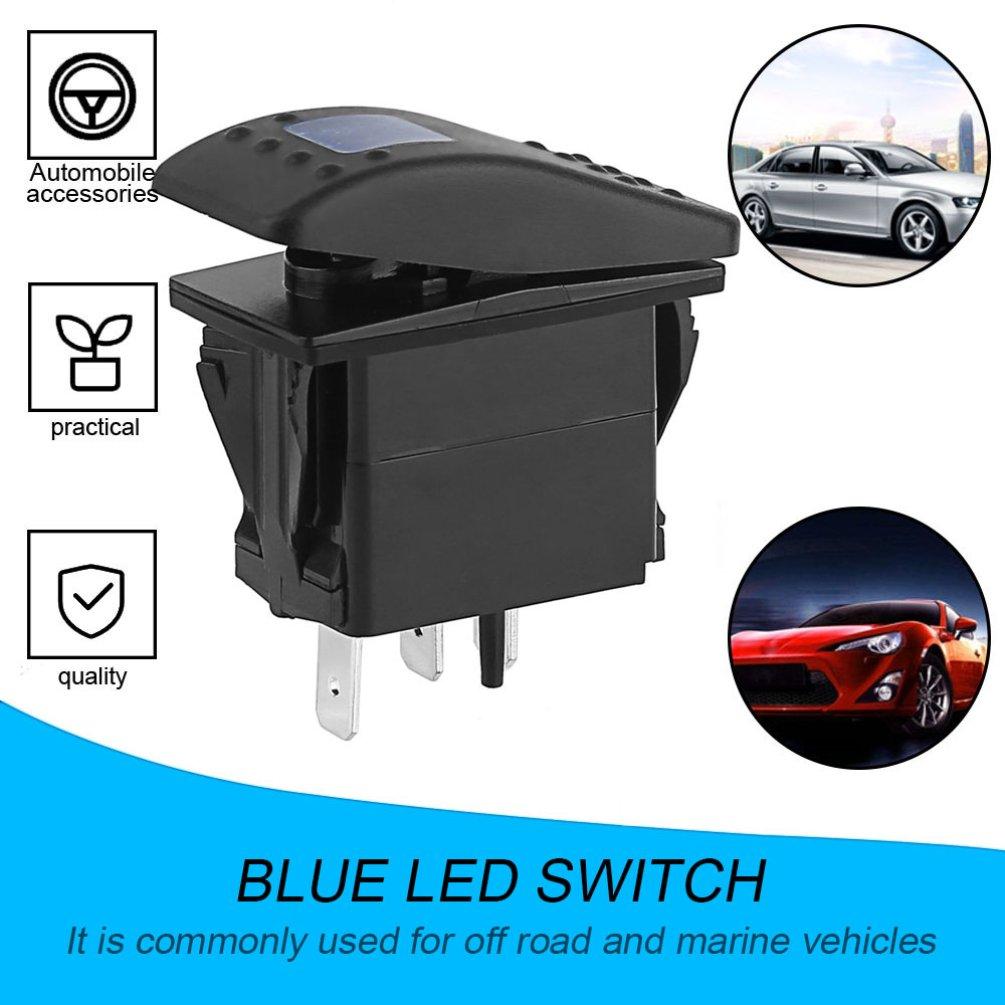 Buy Waterproof 12V 20A Bar Carling Rocker Switch 3 Pin Blue LED Light ...