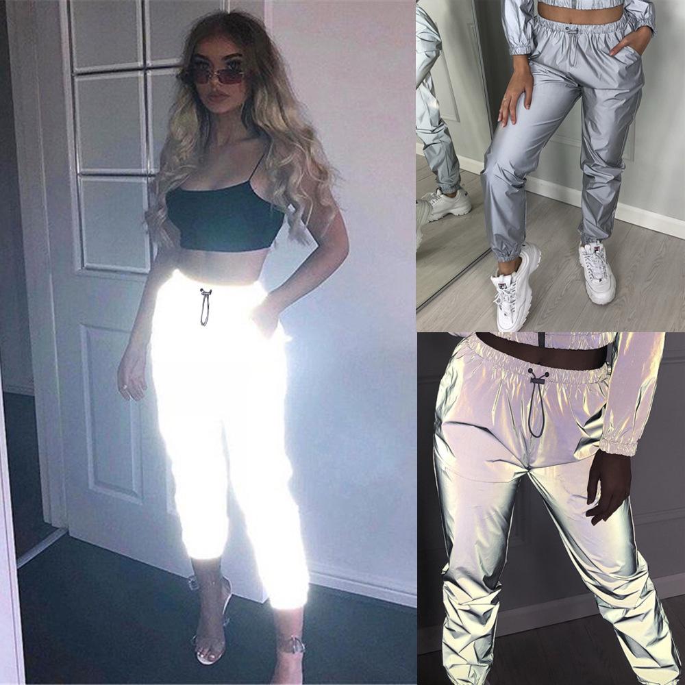 Buy Flash Reflective Pants Women Casual Pants Joggers Night Running ...