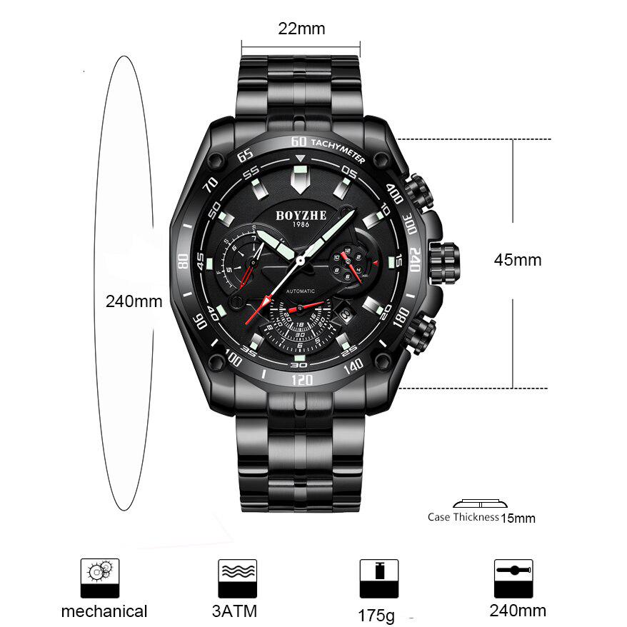 Kjøp BOYZHE Mens Luxury Fashion Waterproof Automatic Mechanical Watch ...