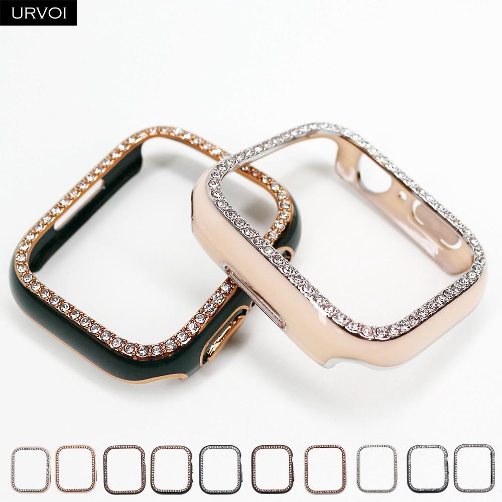 Half Plastic Case for Apple Watch Series 7 6 SE 5 4 3 2 Shiny PC Zircon ...