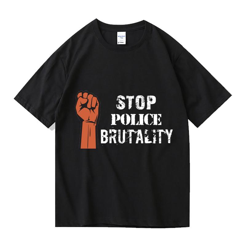 Buy 210 GSM 100% Cotton Men's T-Shirt Stop Police Brutality Black Lives ...