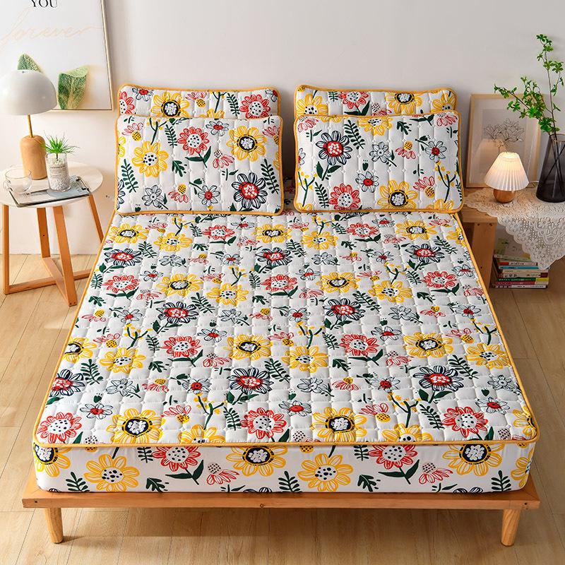 Buy Solid Color Hypoallergenic Bed Mattress Cover Thicken Quilted ...