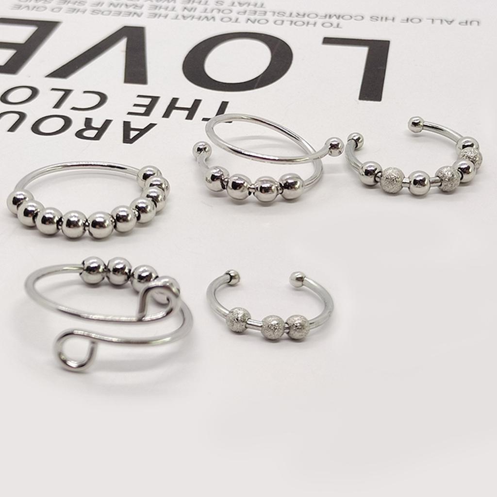 Buy Women Men Fidget Beads Rings Rotate Freely Antistress Anxiety Ring ...