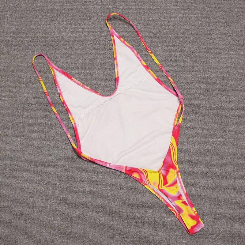 Buy Women Sexy Monokini Bikini One Piece Printed Deep V Neck Swimsuit ...