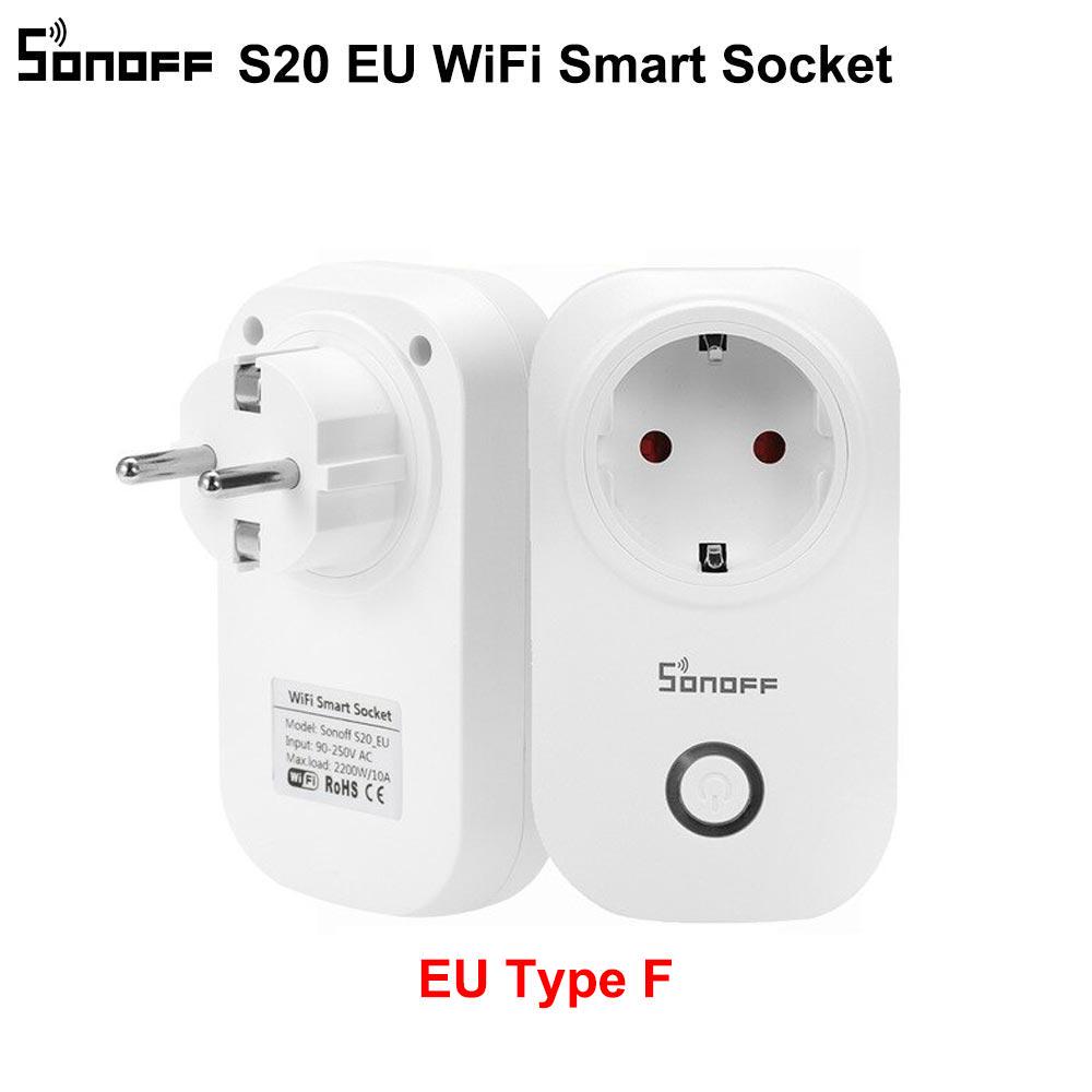 Hot Sale SONOFF S20 EU Wifi Smart Socket Power Switch EU E/F Plug APP/Vocie Remote Control ...
