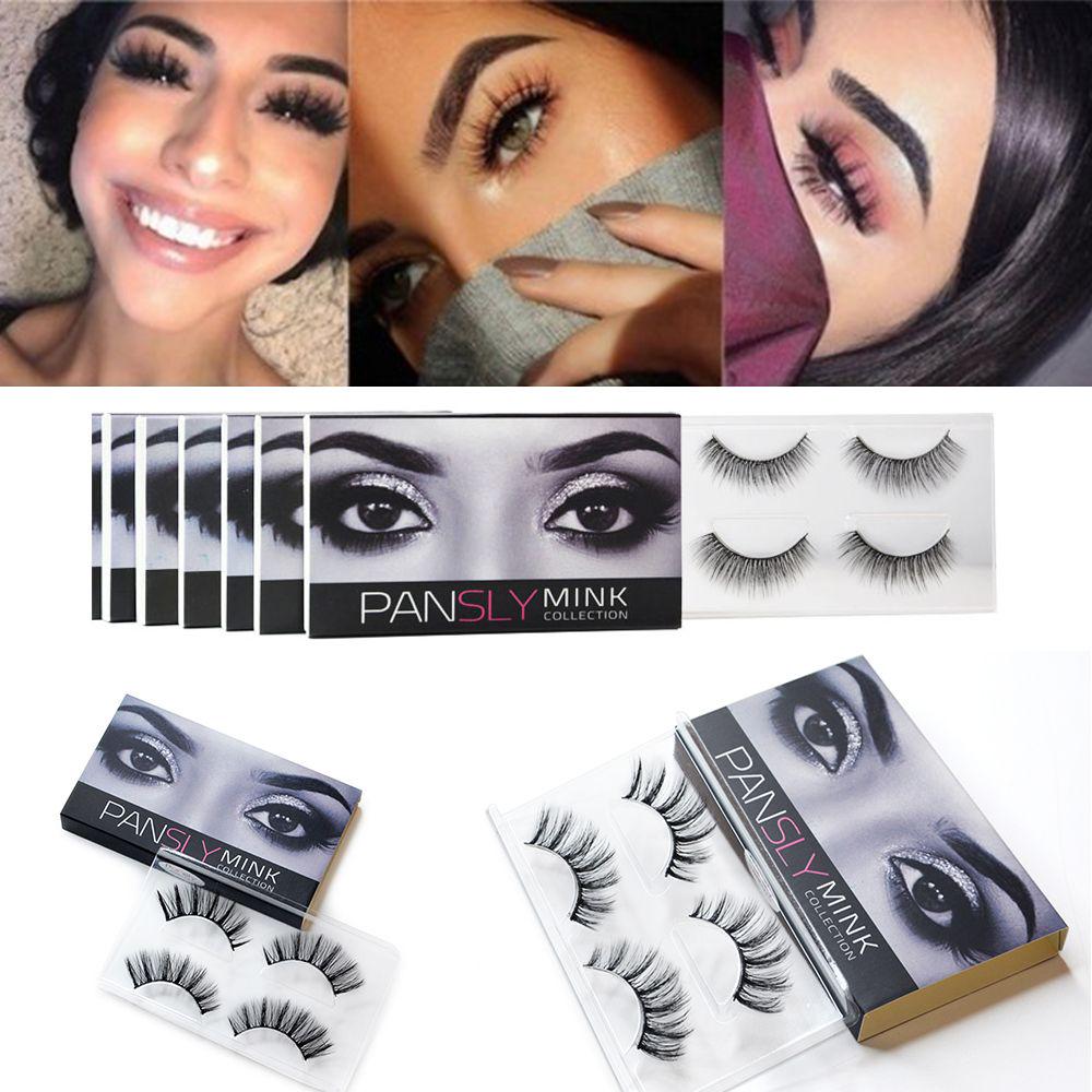 2 Pairs Wispy Natural Volume Make Up Extension Long 3D Fake Eye Lashes ...