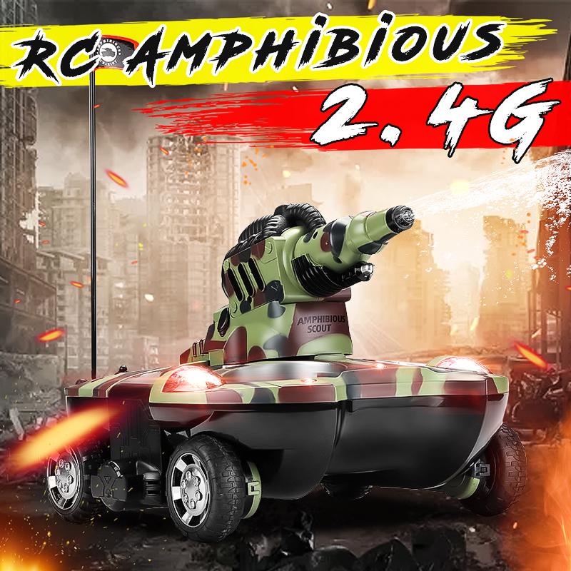 Buy 2.4GHz 4WD RC Amphibious Tank 360°Spin Remote Control Vehicle Toys ...