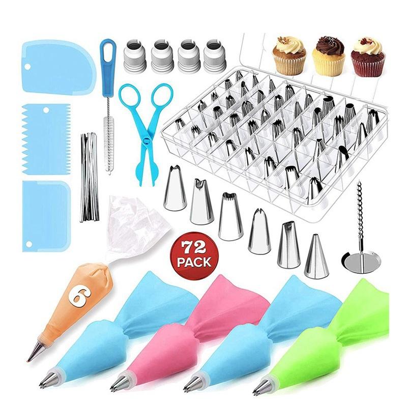 35/72Pcs Cake Decorating Turntable Set Cake Decorating Kit Pastry Tube ...