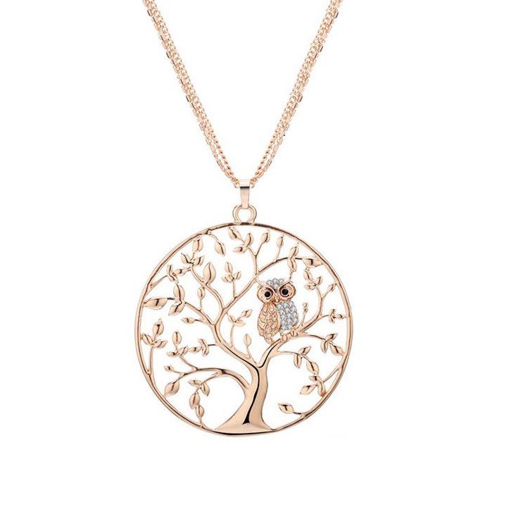 Cumpără Bufnita viaţă copac model gol afară pandantiv colier pulover ...