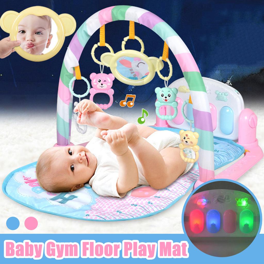 Blue/Pink Baby Gym Musical Floor Play Mats Infant Early Educational ...