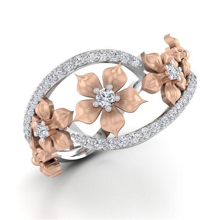 1Pc Lady Women Flower Finger Ring Charm Gift for Wedding Engagement ...
