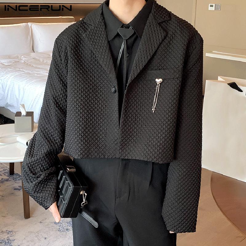 Buy INCERUN Spring Autumn Men's Long Sleeve Lapel Waffle Blazer Coats ...