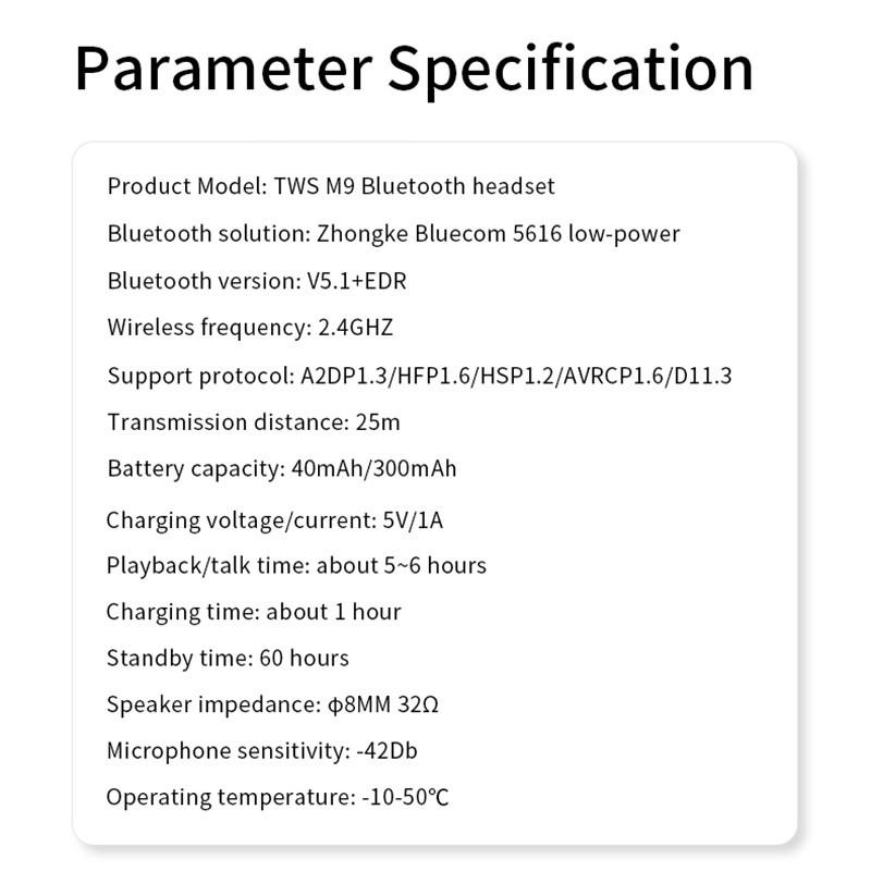 Cheap Wireless Stereo M9 TWS Earphones Bluetooth 5.1 Headset Stereo ...