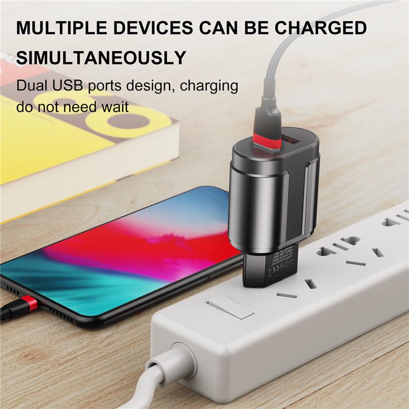 EU Plug 2 Ports USB Charger 5V 2.4A Wall Adapter Mobile Phone Mirco USB ...
