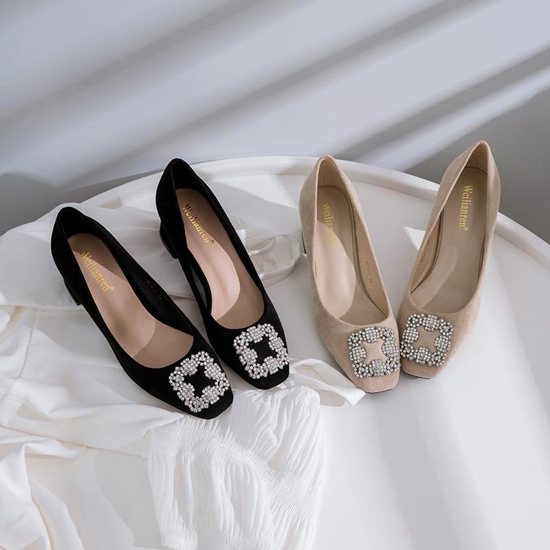 Buy Women Fashion High Heeled Shoes Solid Color Single Shoes at ...