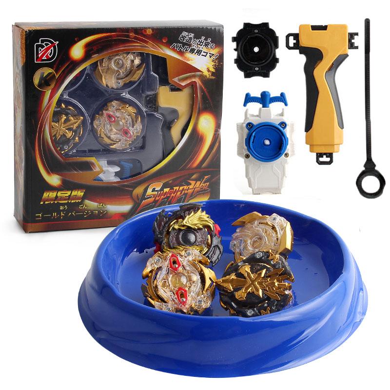 4pcs Gold Beyblade Burst Metal Fusion Set With Grip Wire Launcher Toys ...