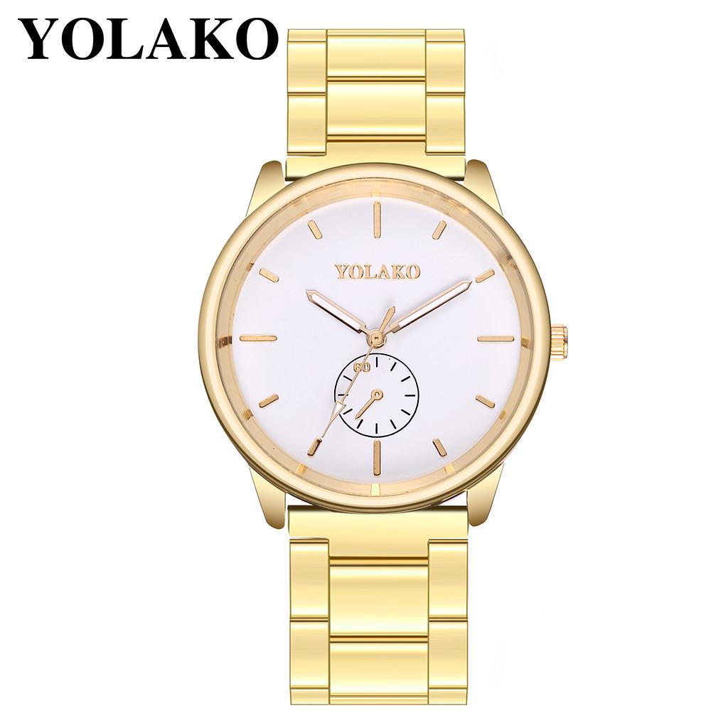 Buy YOLAKO Men's Luxury Business Steel Strip Watch With Simple Mirror ...