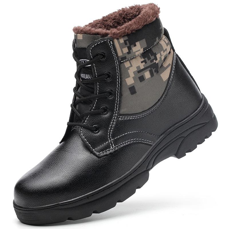 Buy Labor Protection Shoes Men Winter Cotton Shoes Camo High Help Warm ...
