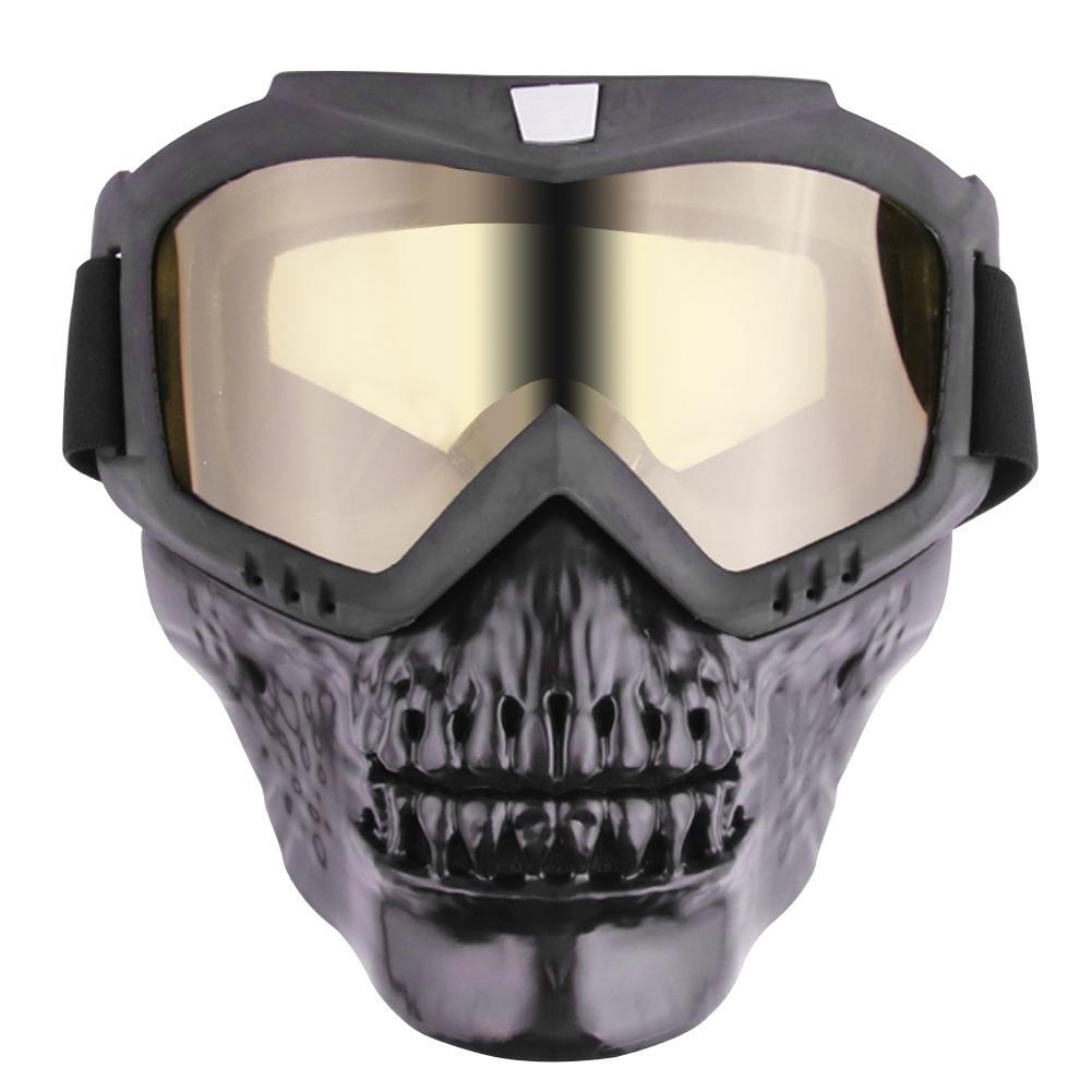 Buy Skull Modular Mask Detachable Goggles for Open Face Motorcycle Half ...