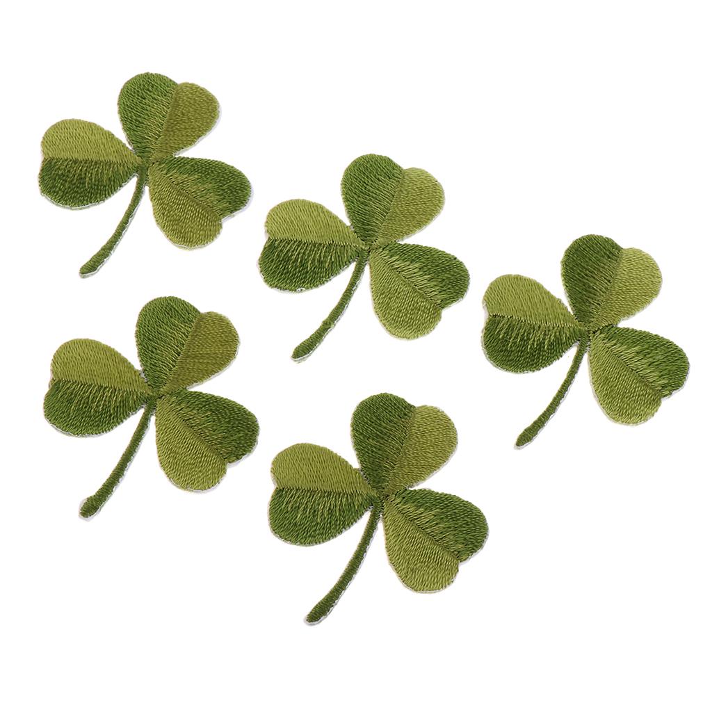 Pack of 5 Embroidered Iron on Patches Badge Cloth Stickers Four Leaf ...