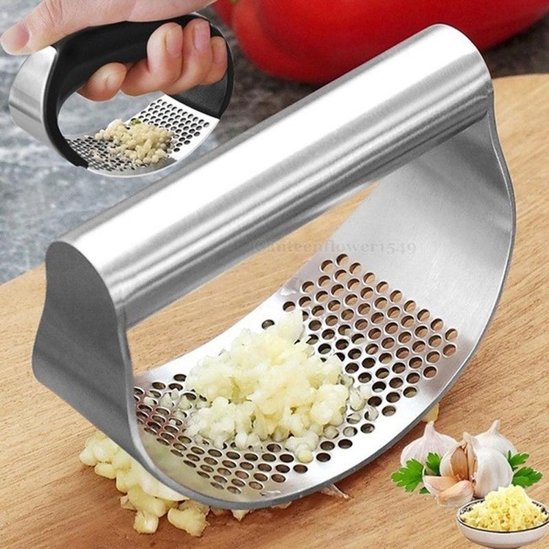 Buy Stainless Steel Garlic Press Garlic Rolling Tool Curved Grinder ...