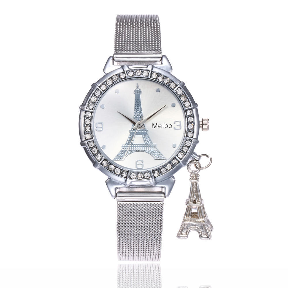 Buy MEIBO Fashion Women Eiffel Tower Stainless Steel Quartz Wrist Watch ...