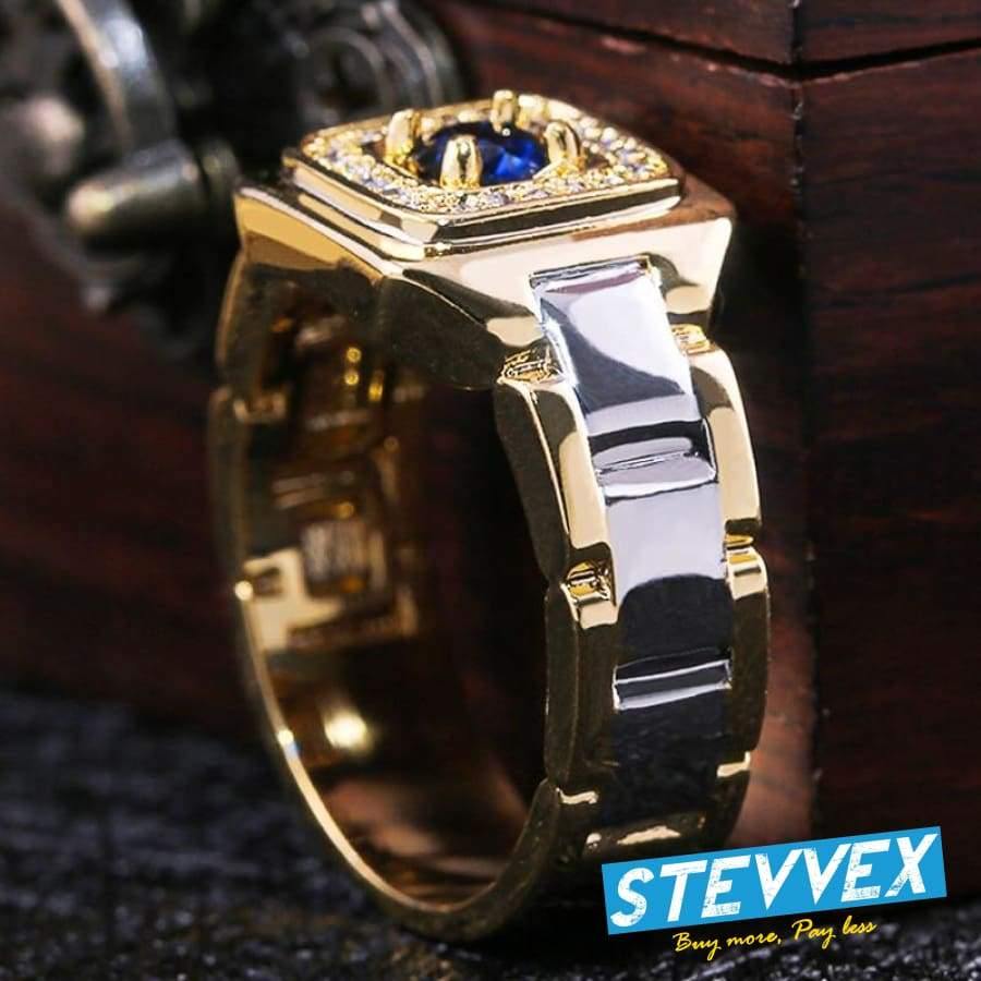 Buy Luxury Modern Men Rings Creative Watch Shaped Two Tone Design Rings ...