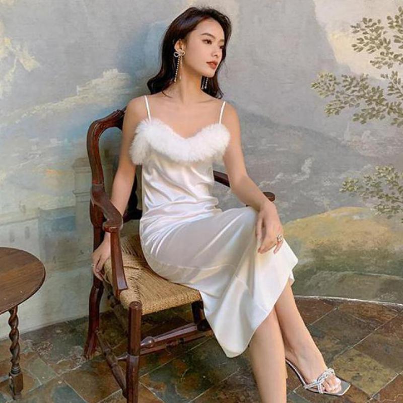 Satın alın White Nightgown Spaghetti Strap Nightdress Sleepwear ...